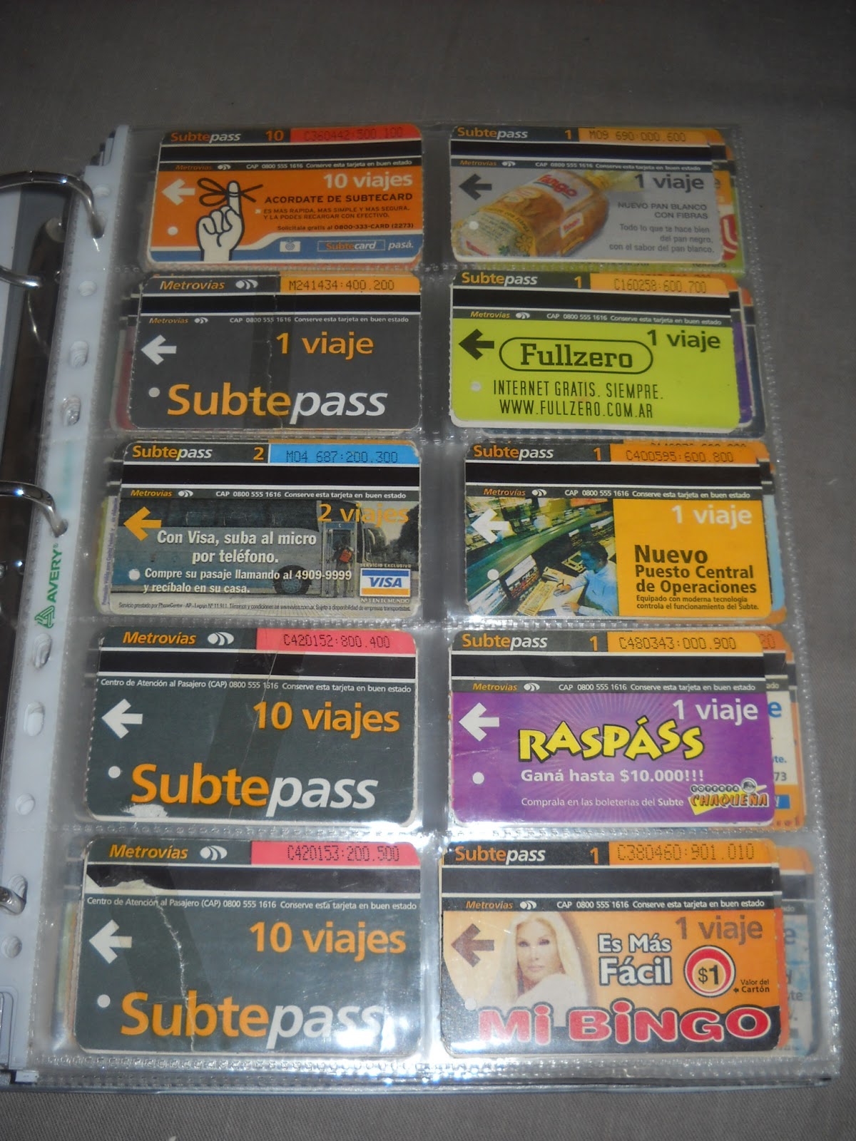 El Abuelo Boletero: 11 - FOTOS DE TARJETAS DE SUBTE-PASS