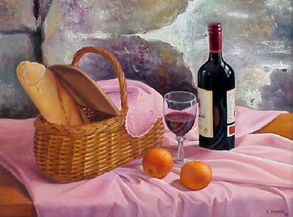 Historia y evolución de la pintura artística : SERIE BODEGONES CON PAISAJES