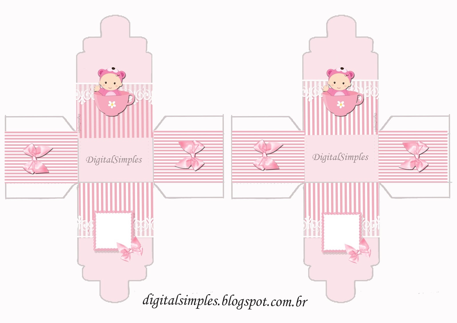 Caja con Forma de Biberón o Pacha con Bebé Niña en Rosa para Imprimir ...