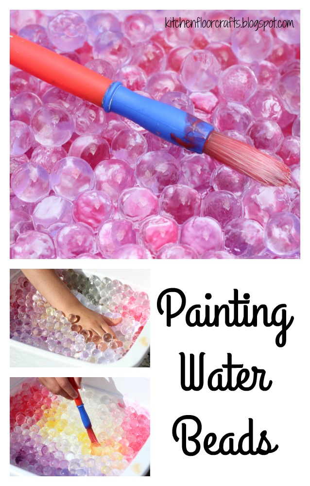 Kitchen Floor Crafts: Painting Water Beads