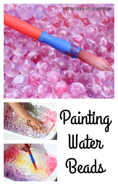 Kitchen Floor Crafts: Painting Water Beads