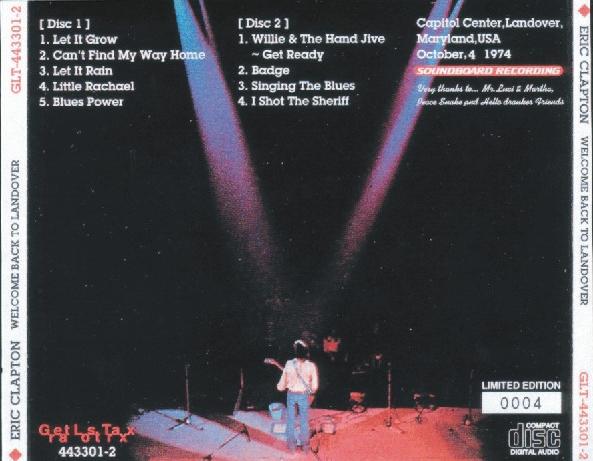 T.U.B.E.: Eric Clapton - 1974-10-04 - Landover, MD (SBD/FLAC) "Welcome ...