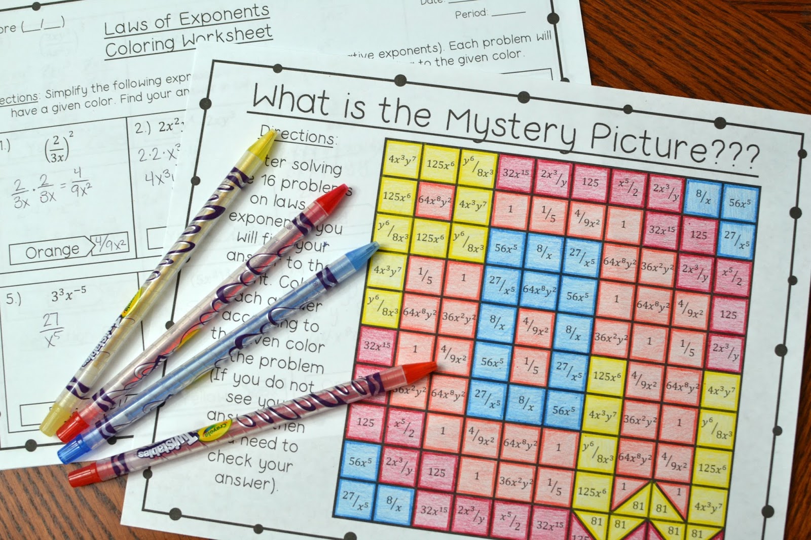 Math in Demand: Laws of Exponents Math Coloring Worksheet and Wheel ...