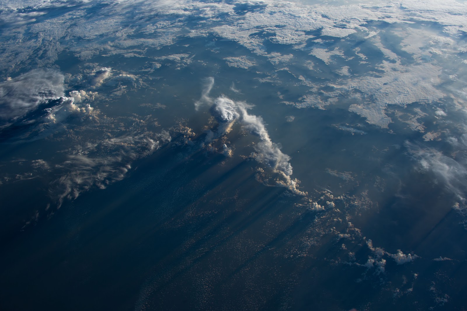 Cloud shadows on Pacific Ocean seen from International Space Station ...