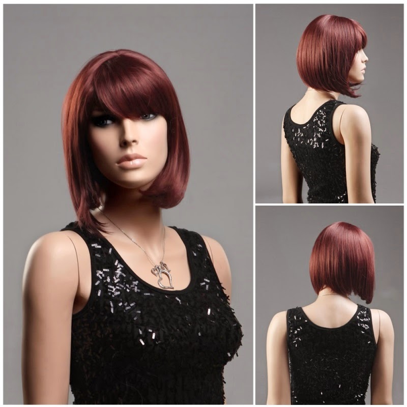 Wigs: Red short bob wig