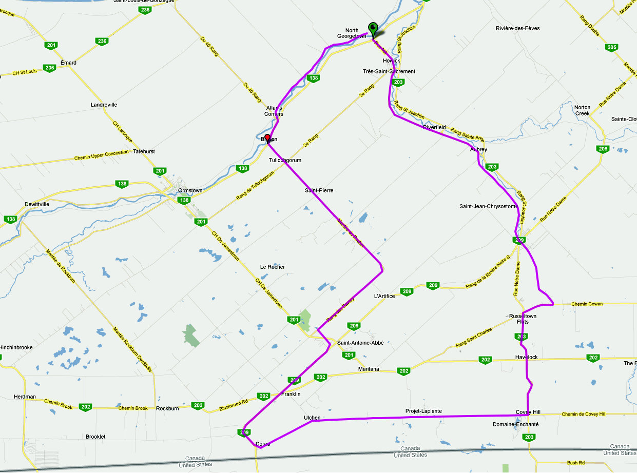 Cycle Fun Montreal: Howick > Covey Hill > Franklin 70 km ride