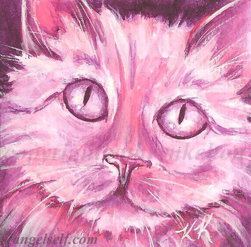 "Angel, Fairy & Mermaid Art" by Kathryn Kelton: Pink Kitty Painting