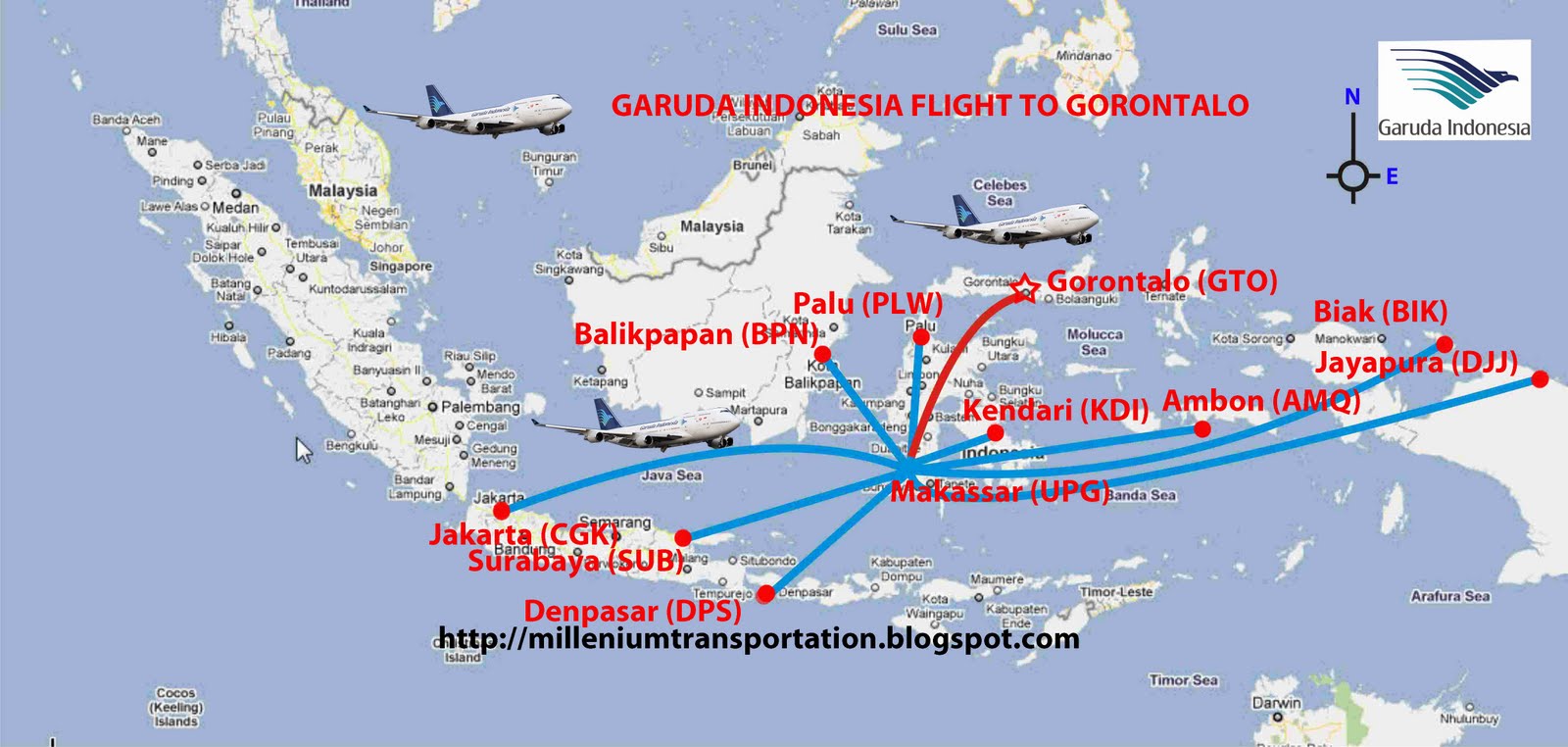 routes map: Garuda Indonesia Routes Map