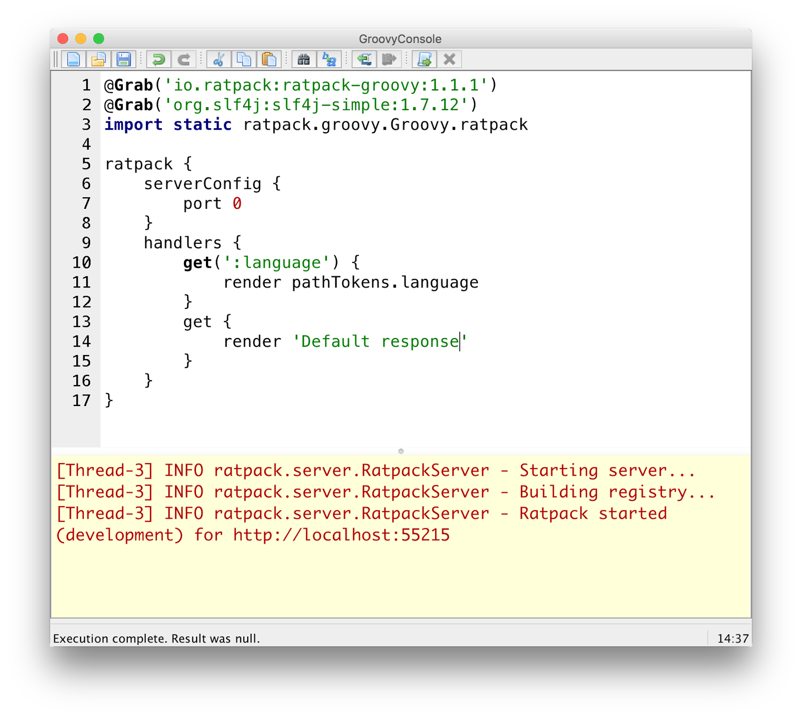 Ratpacked Running Ratpack In Groovy Console Messages From Mrhaki