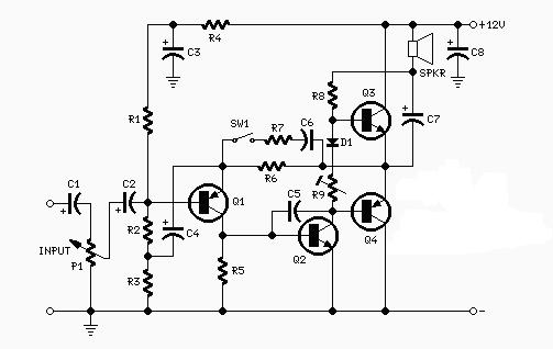 ELEKTRONIKA: Rangkaian Amplifier Transistor 12 Volt