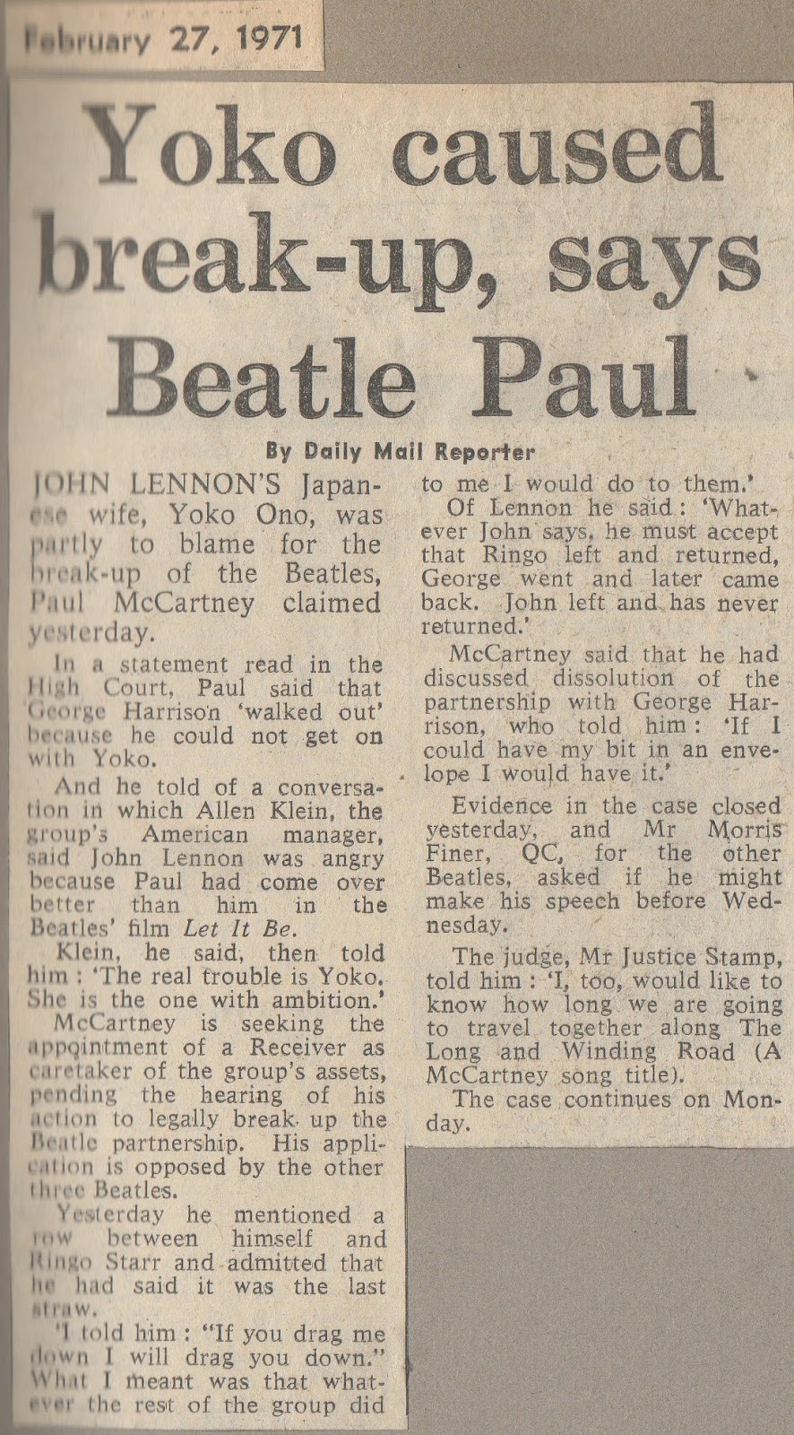 Beatles Break-up 50 Years Ago | TideFans.com