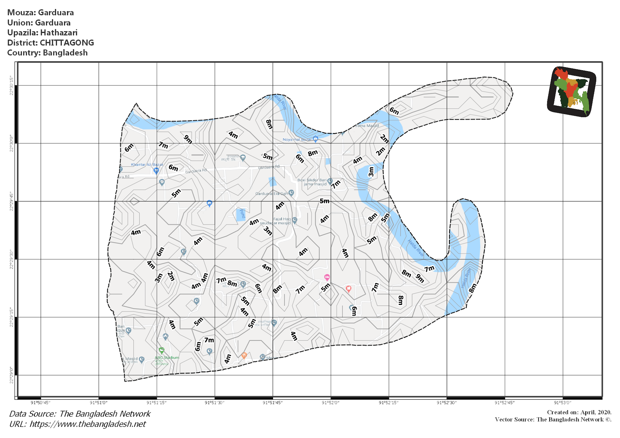 Map of Garduara Mouza, Hathazari, Chittagong