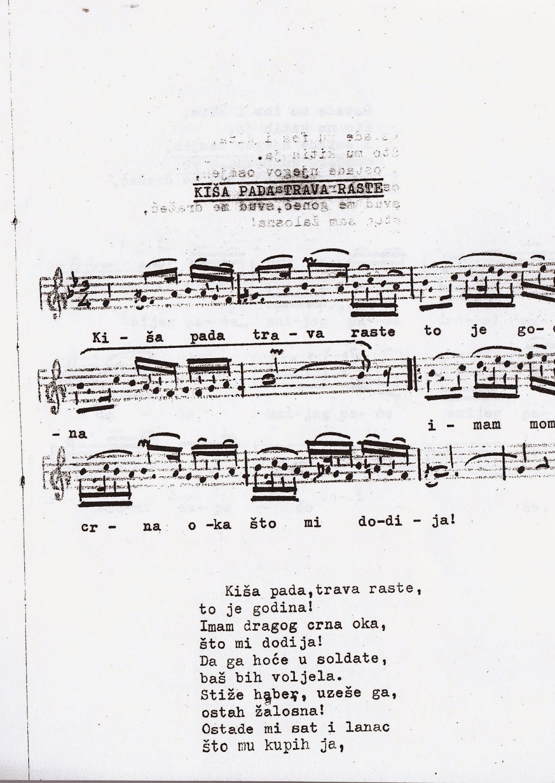 SEVDALINKE: Mustafa Mulalić: Notni zapisi sevdalinki (rukopis), VI dio.