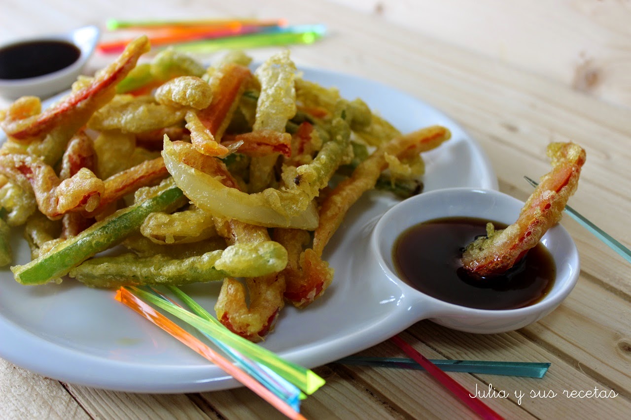 JULIA Y SUS RECETAS: Tempura de verduras con salsa de soja y miel