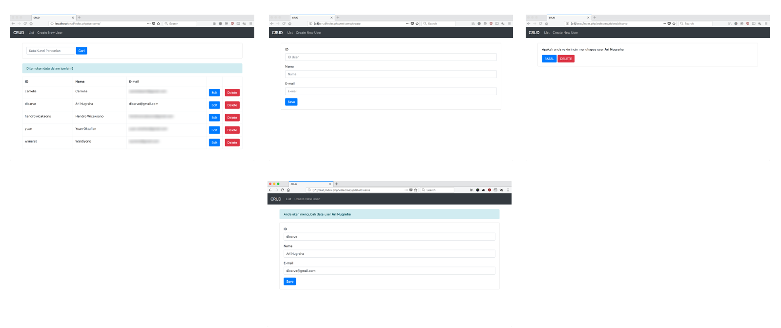 Template Aplikasi Web CRUD Sederhana dengan CodeIgniter