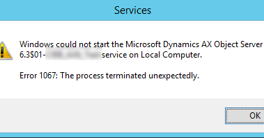 Code Example Center: AX - How solve AOS error 1067