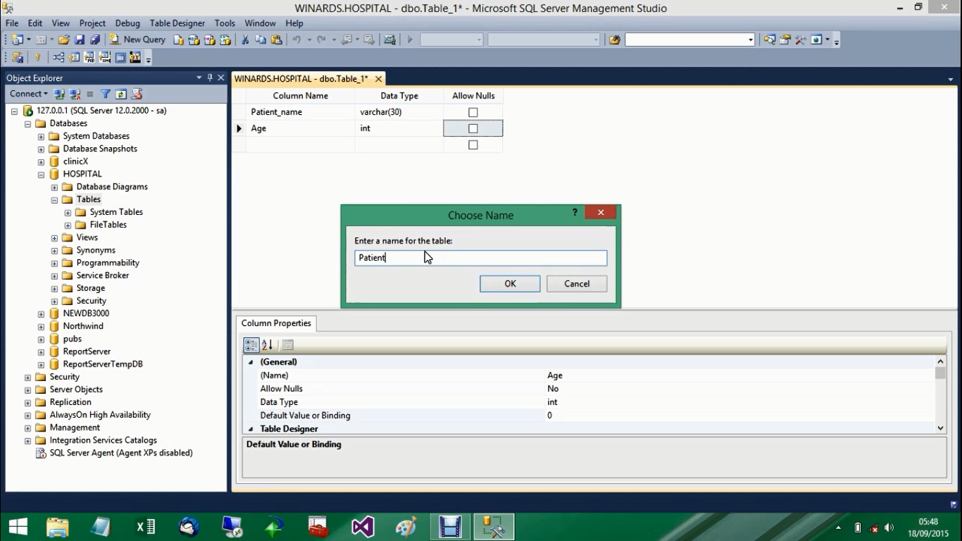 Sql Server 2014 Tutorial Create Sql Server 2014 Table In 2 Ways