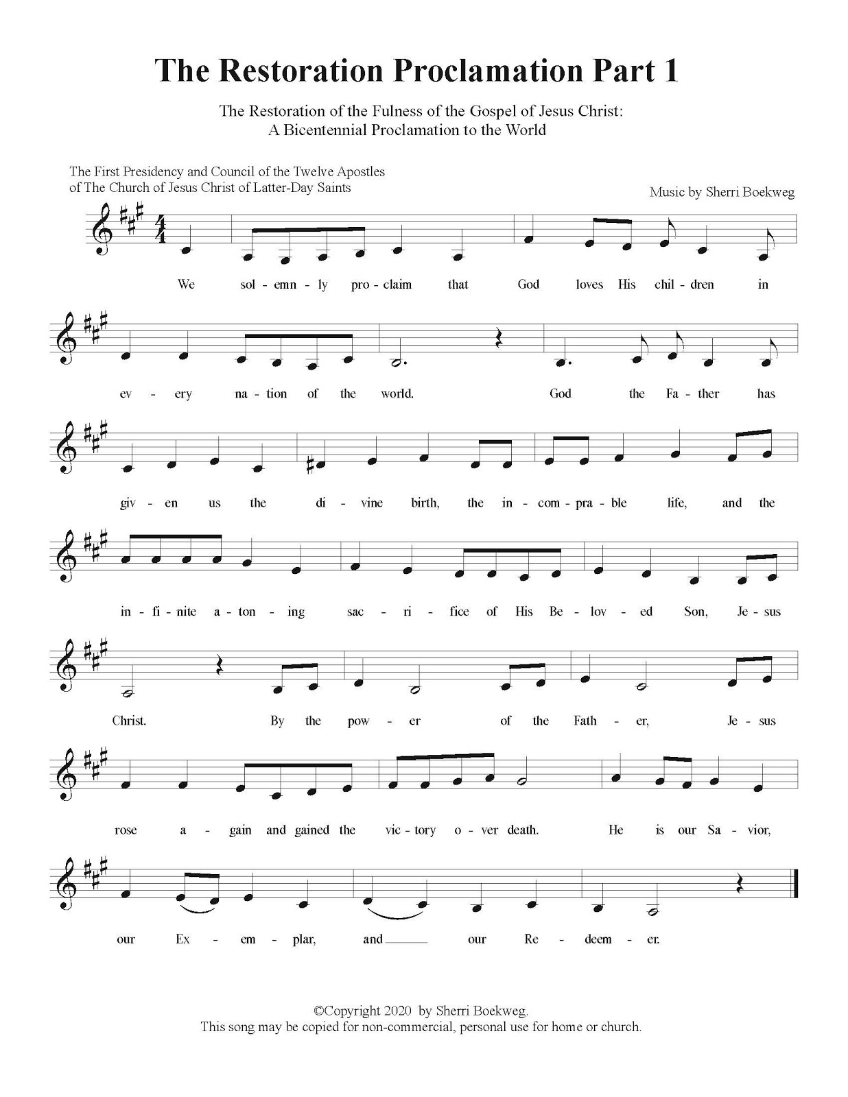 RESTORATION PROCLAMATION SONGS