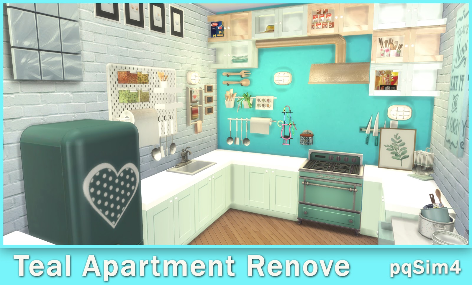 Teal Apartment Renove. Sims 4 Speed Build and Download.