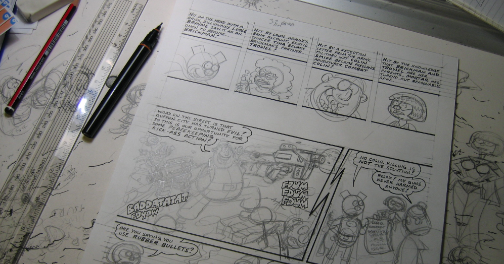 Lew Stringer Comics: Brickman in progress (2007)