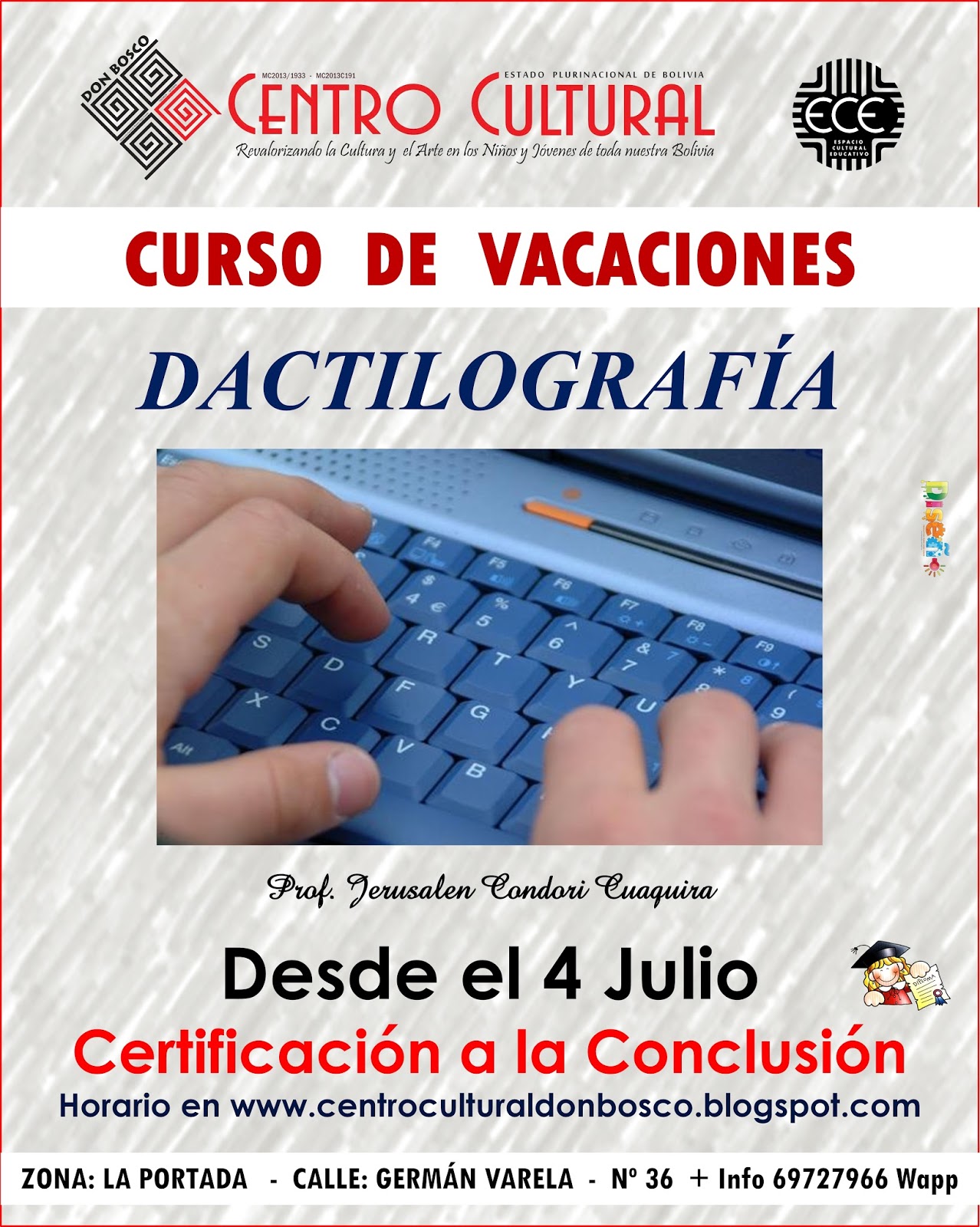 CURSOS DEL CENTRO CULTURAL DON BOSCO: CURSO DE DACTILOGRAFIA