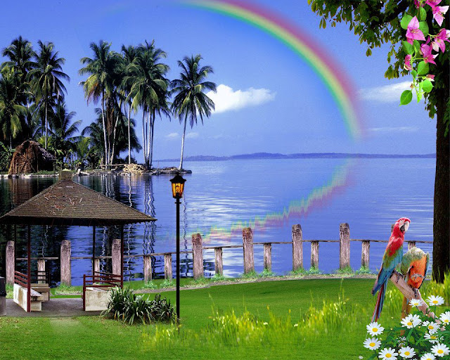 Nice View With Rainbow - Nice Pictures