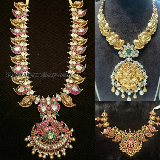 Peacock Mango Set with Lakshmi - Jewellery Designs