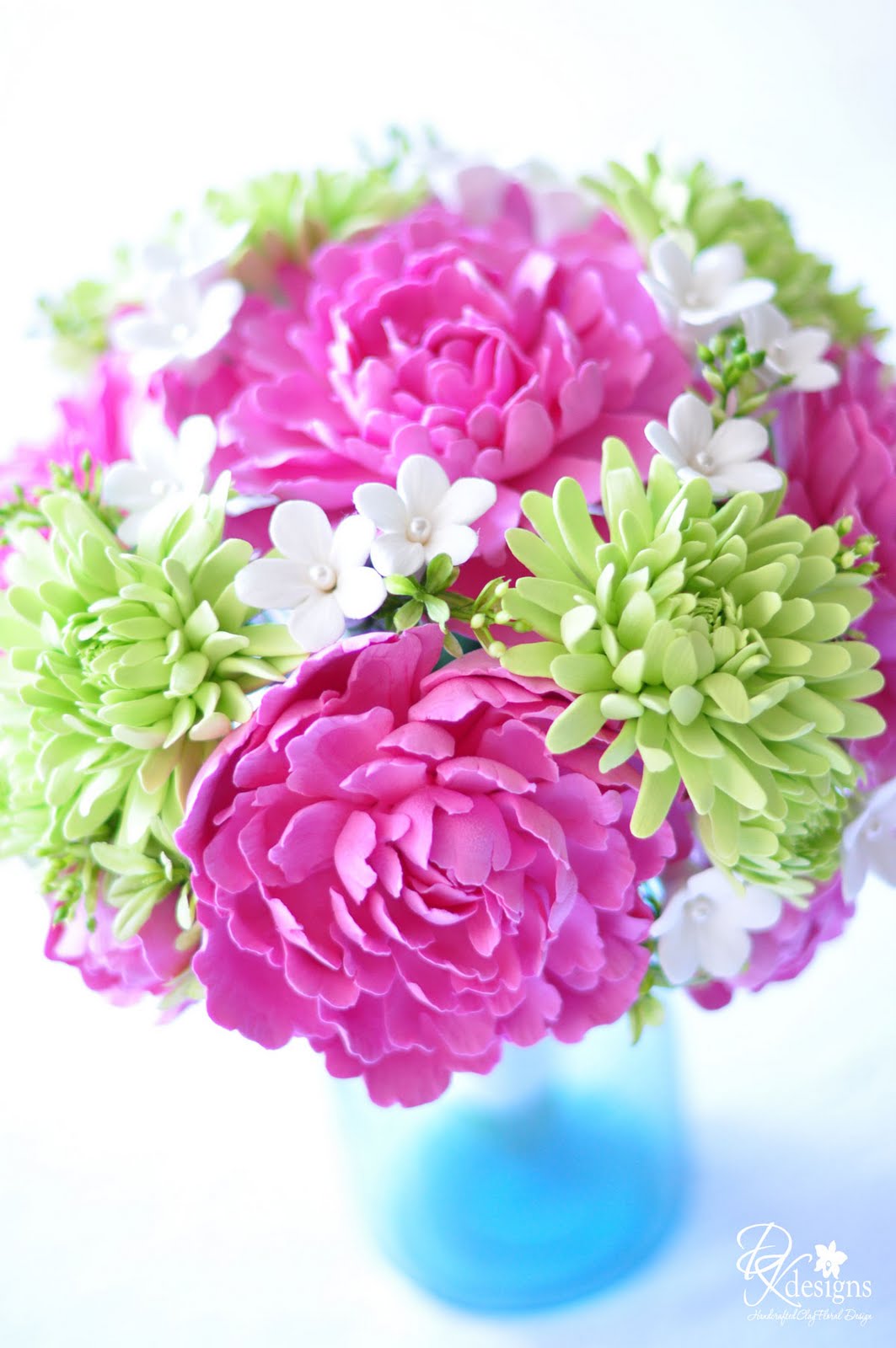 DK Designs: Pink Peonies and Green Spider Mums...