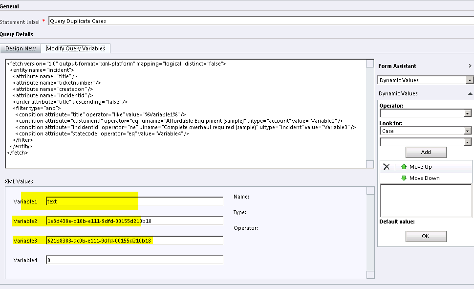 cRm Musings: CRM 2011 Dialogs with Dynamic FetchXML - Duplicate Case Detection