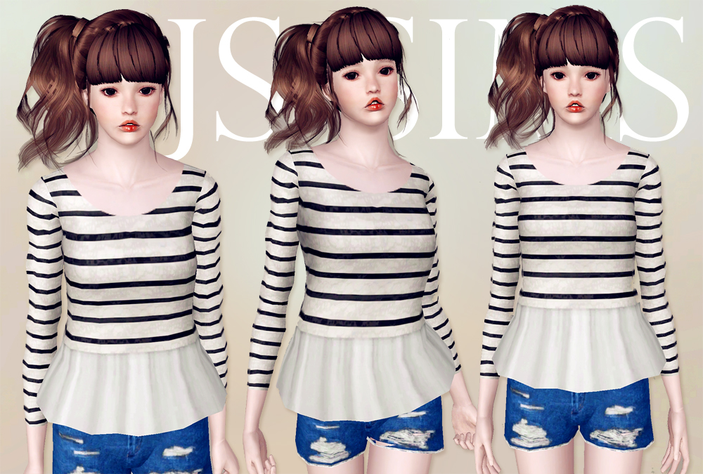 [JS SIMS 3] Ruffle Waist Top & Ripped Denim Shorts @ JS SIMS :: 痞客邦
