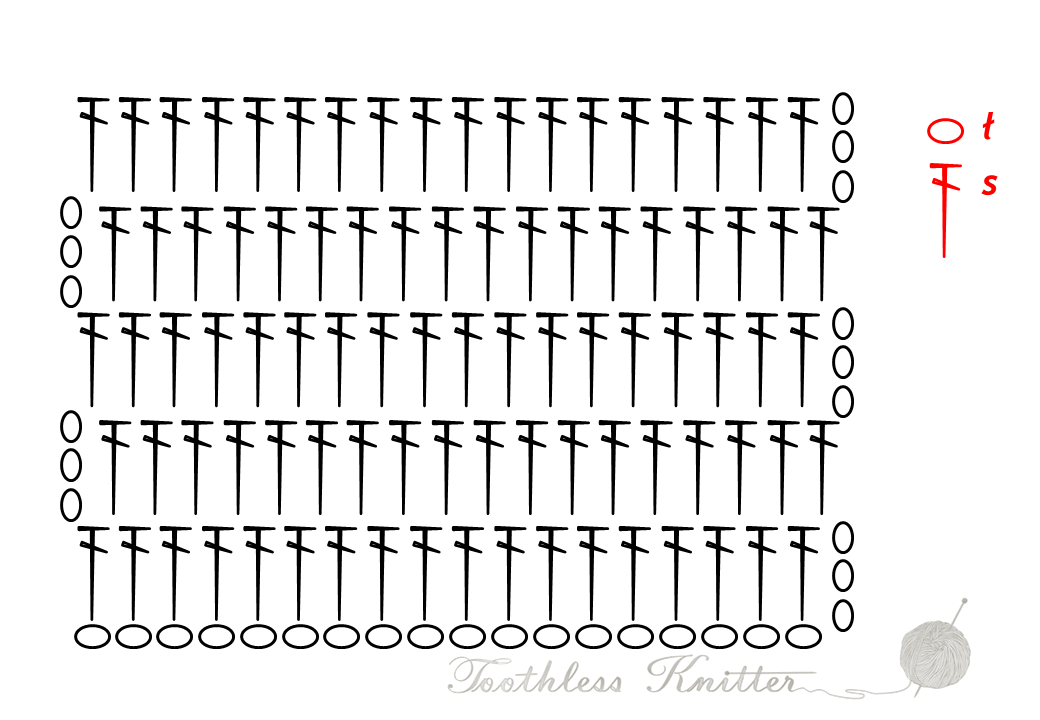 Toothless Knitter: Offset Treble Stitch