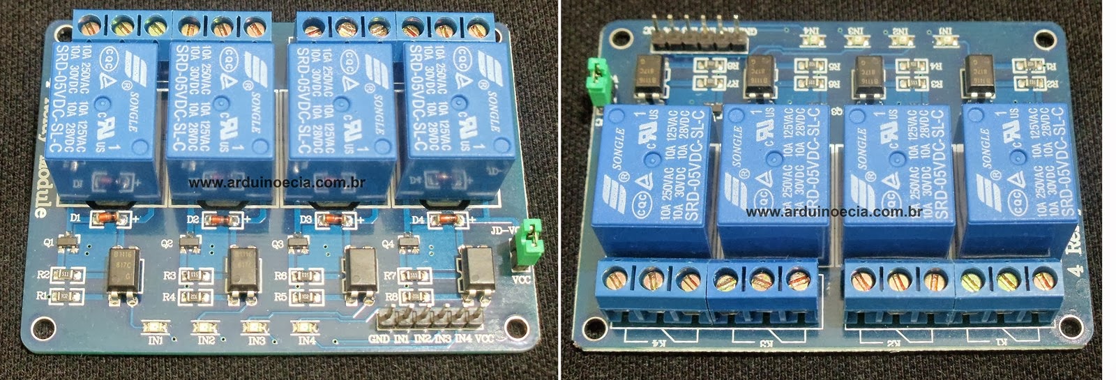 Módulo Relé 4 Canais E Controle Remoto Ir Arduino E Cia