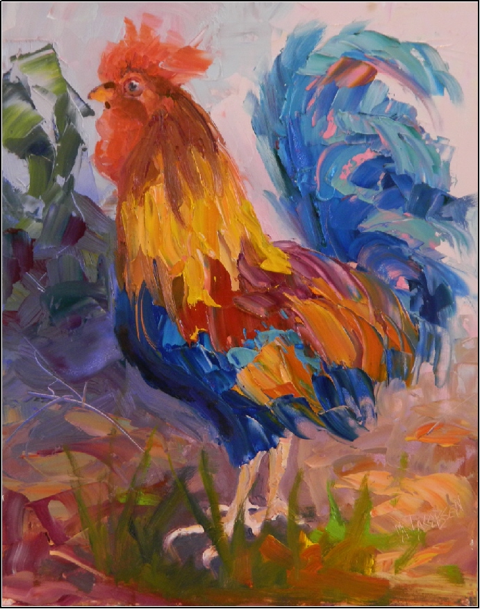 Paint Dance: "Hen-Pecked", 11x14, oil on panel, paintings of roosters ...