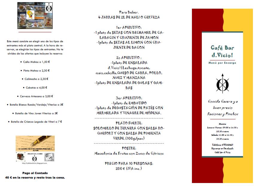 Cafe Bar d.Vicio!: Menú d.Vicio!