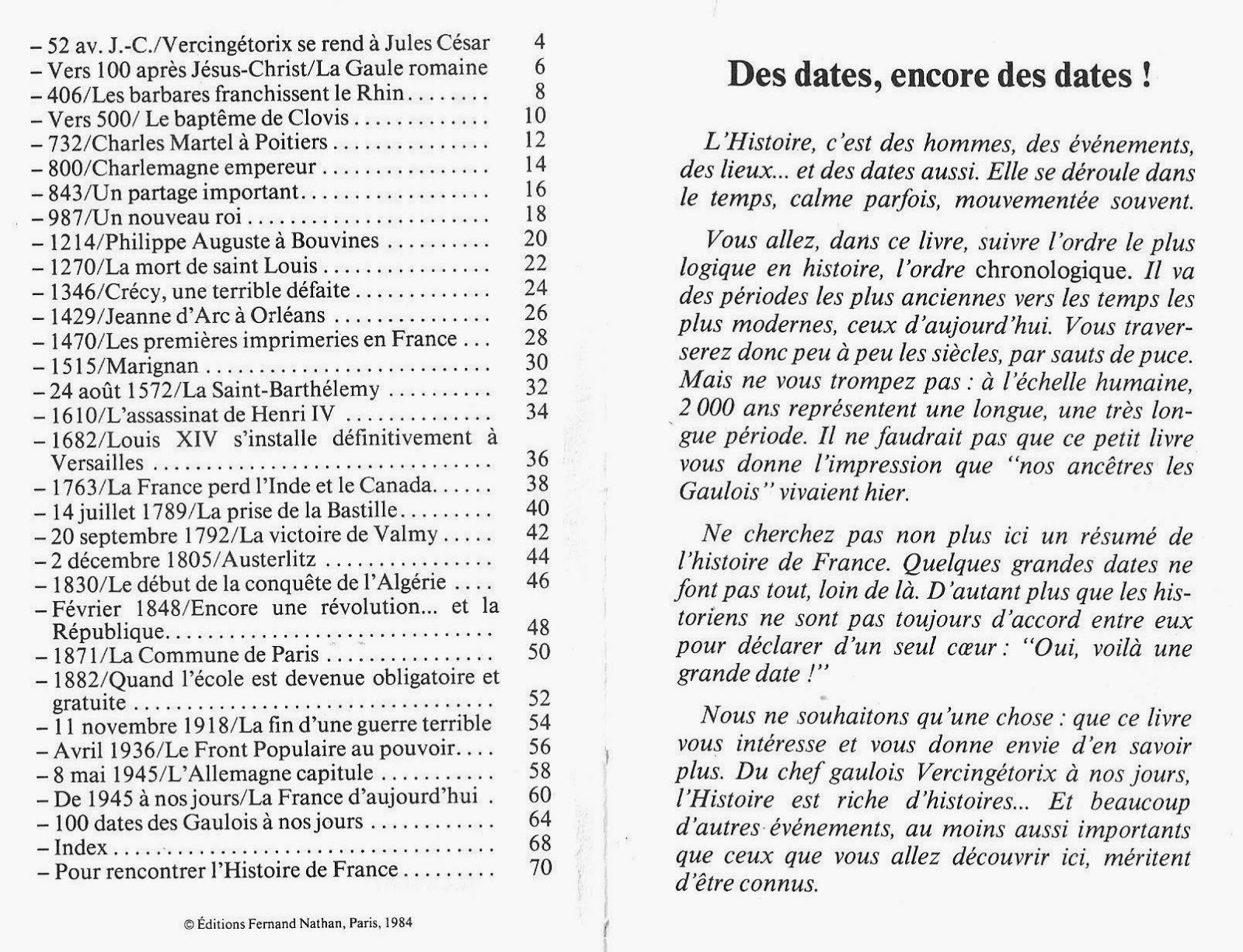 Leçons de choses: Les grandes dates de l'histoire de France