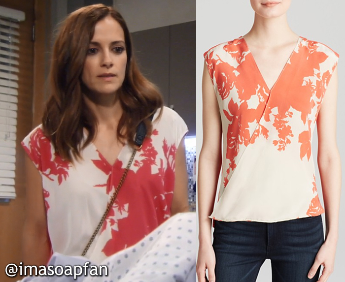 Hayden Barnes's Pink and White Floral Wrap Top - General Hospital ...