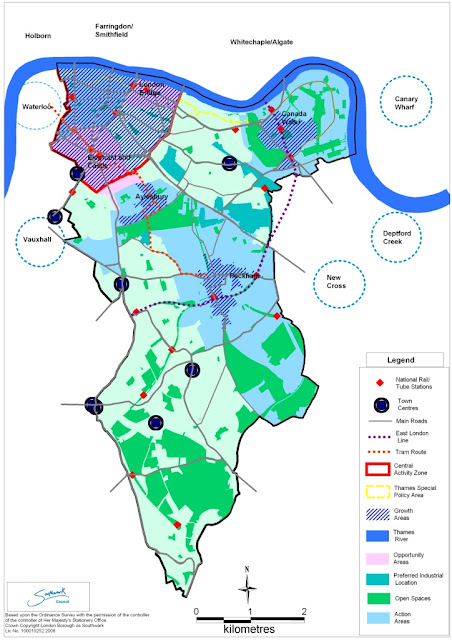 Southwark Map Region Political | Map of London Political Regional