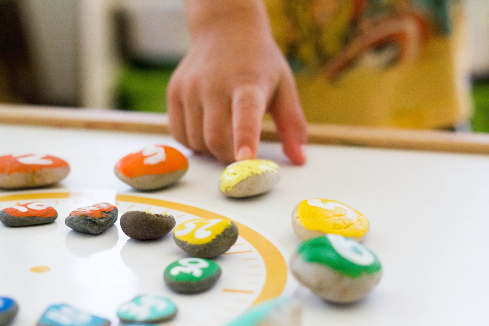DIY Rainbow Rock Clock for Preschoolers