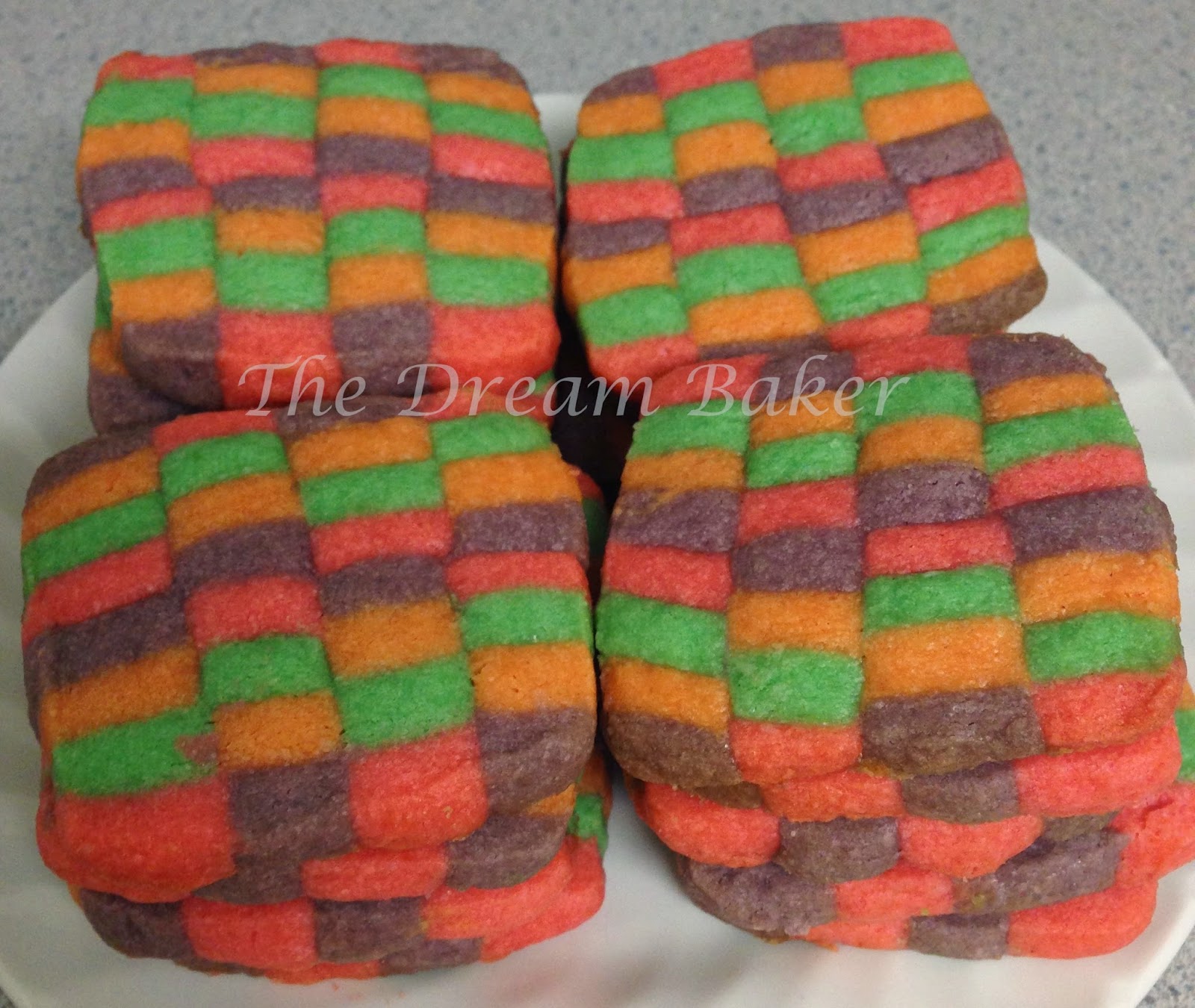 The Dream Baker...: Colourful Checkered Butter Cookies