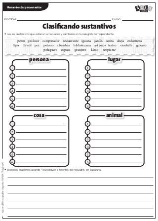 CLASES DE PALABRAS: Aprendiendo jugando-sustantivos