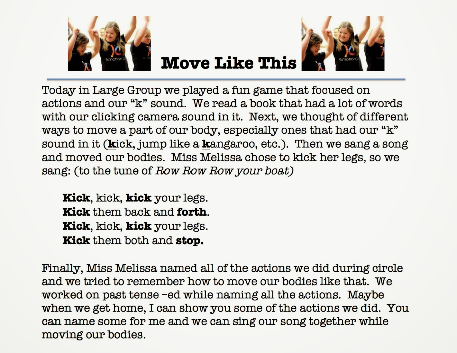 Miss Melissa's Speech : Move Like This