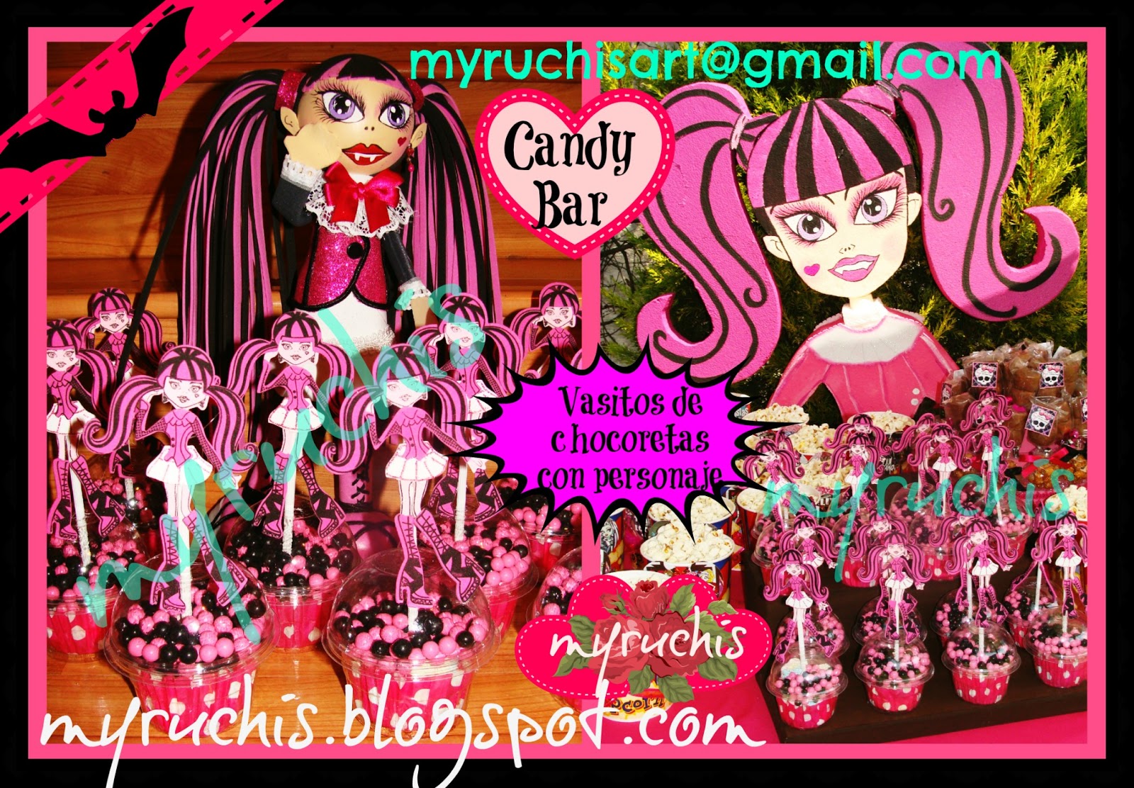 Mesa con Dulces. Vasitos con Chocoretas Monster | Eventos Sweet Myruchis