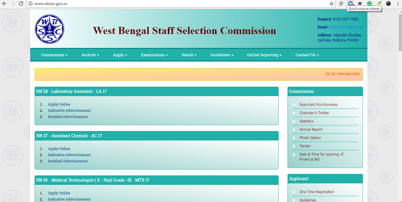 Various Recruitment in West Bengal Staff Selection Commission ...