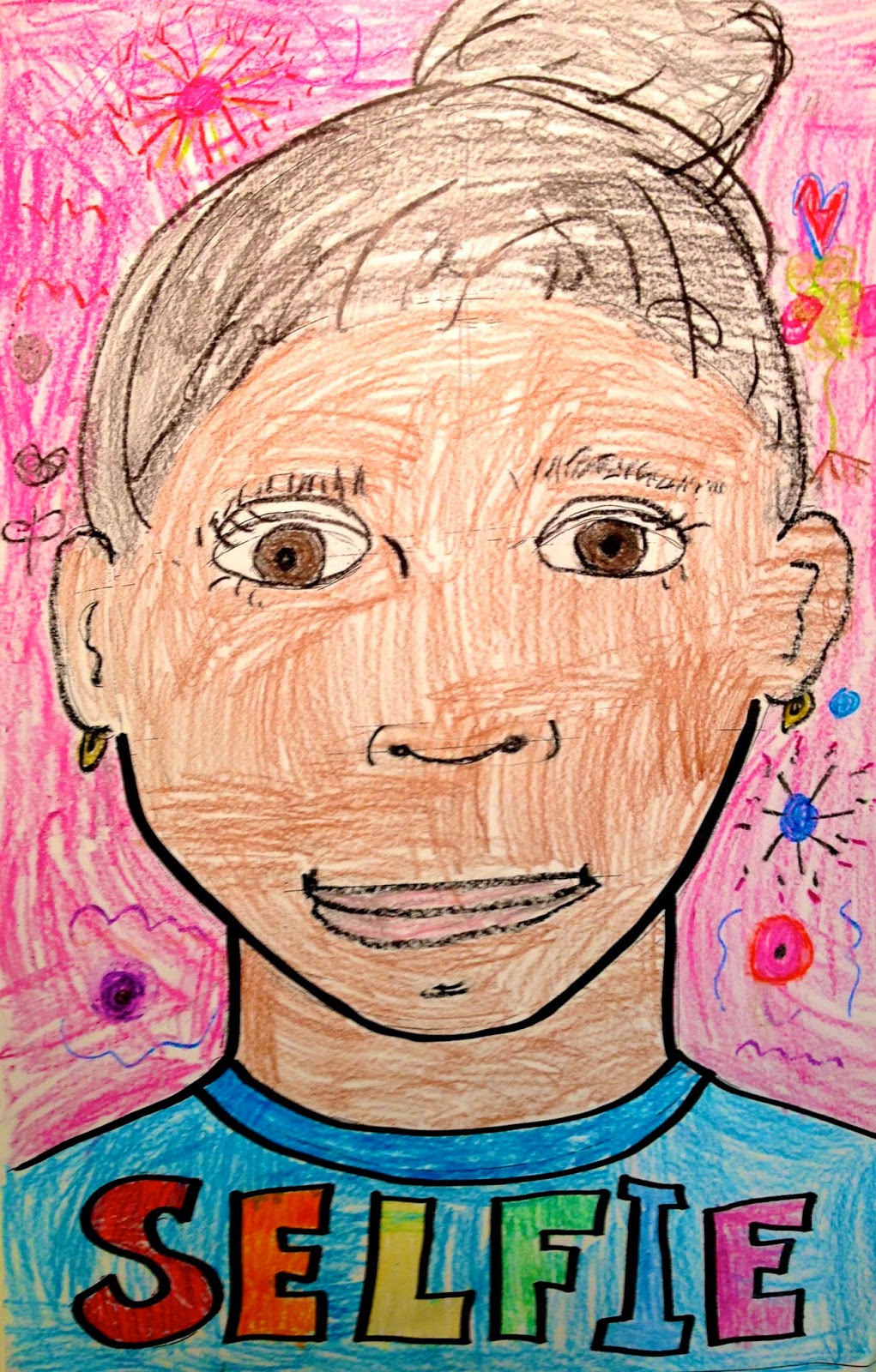 Mr.Hay's Art class: "Selfies" with line and shape