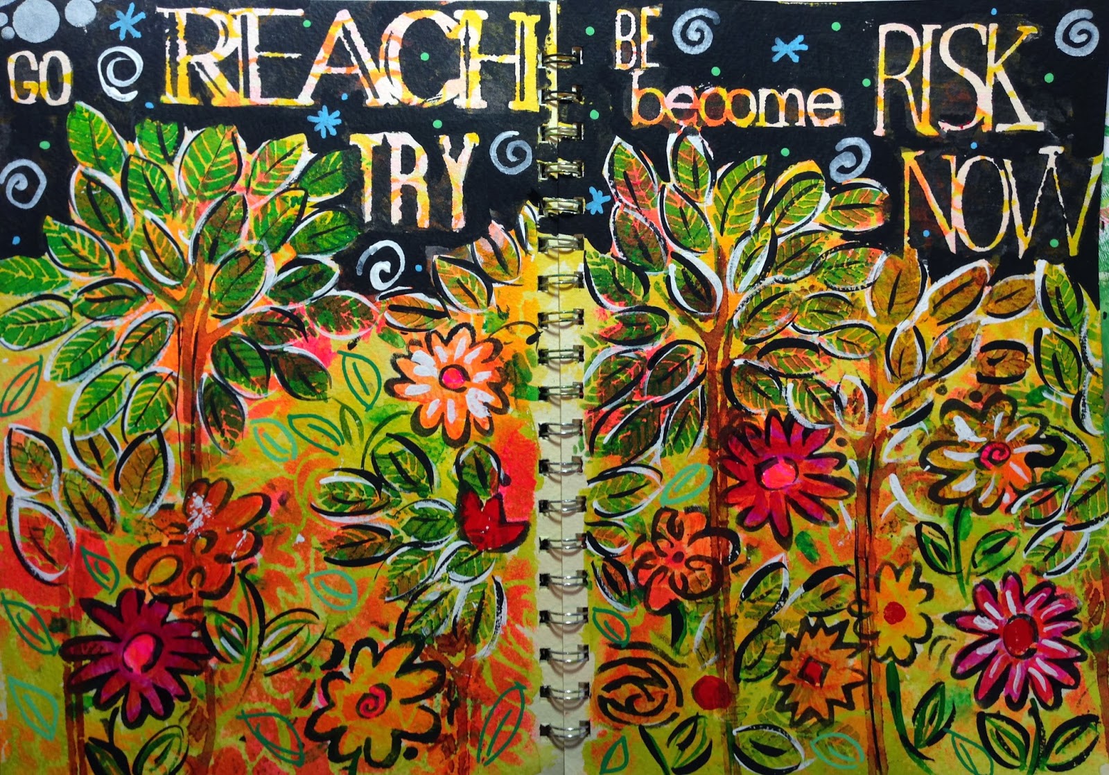 Jessica Sporn Designs: Art Journal Page with New Stencils from Stencil Girl