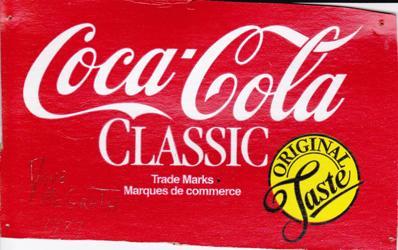 My Life Scanned: Coke Classic Six Pack Label (1989)
