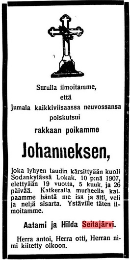 Itä-Lapin sukuja, taloja ja kotakuntia: SEITAJÄRVI - suku