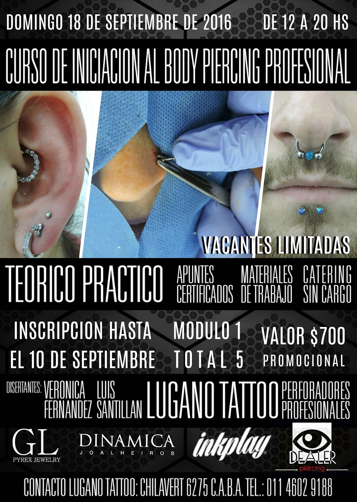 Lugano Tattoo: Curso de Iniciacion al Body Piercing Profesional‬: 4TA ...
