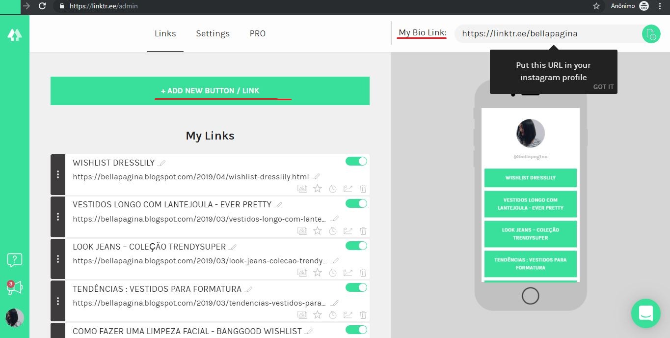 COMO TER VÁRIOS LINKS NO PERFIL DO INSTAGRAM – LINKTREE | Bella Página