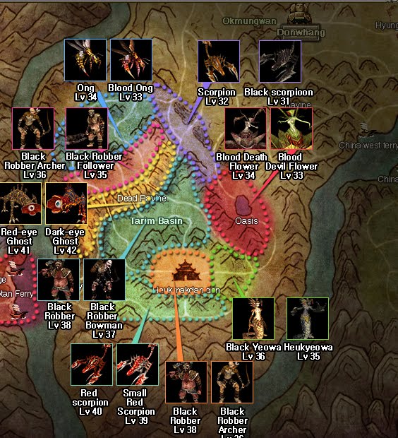 18Polvoz_LTN(SilkRoad): Mapa de Silkroad (mobs) lvl 1 - 90